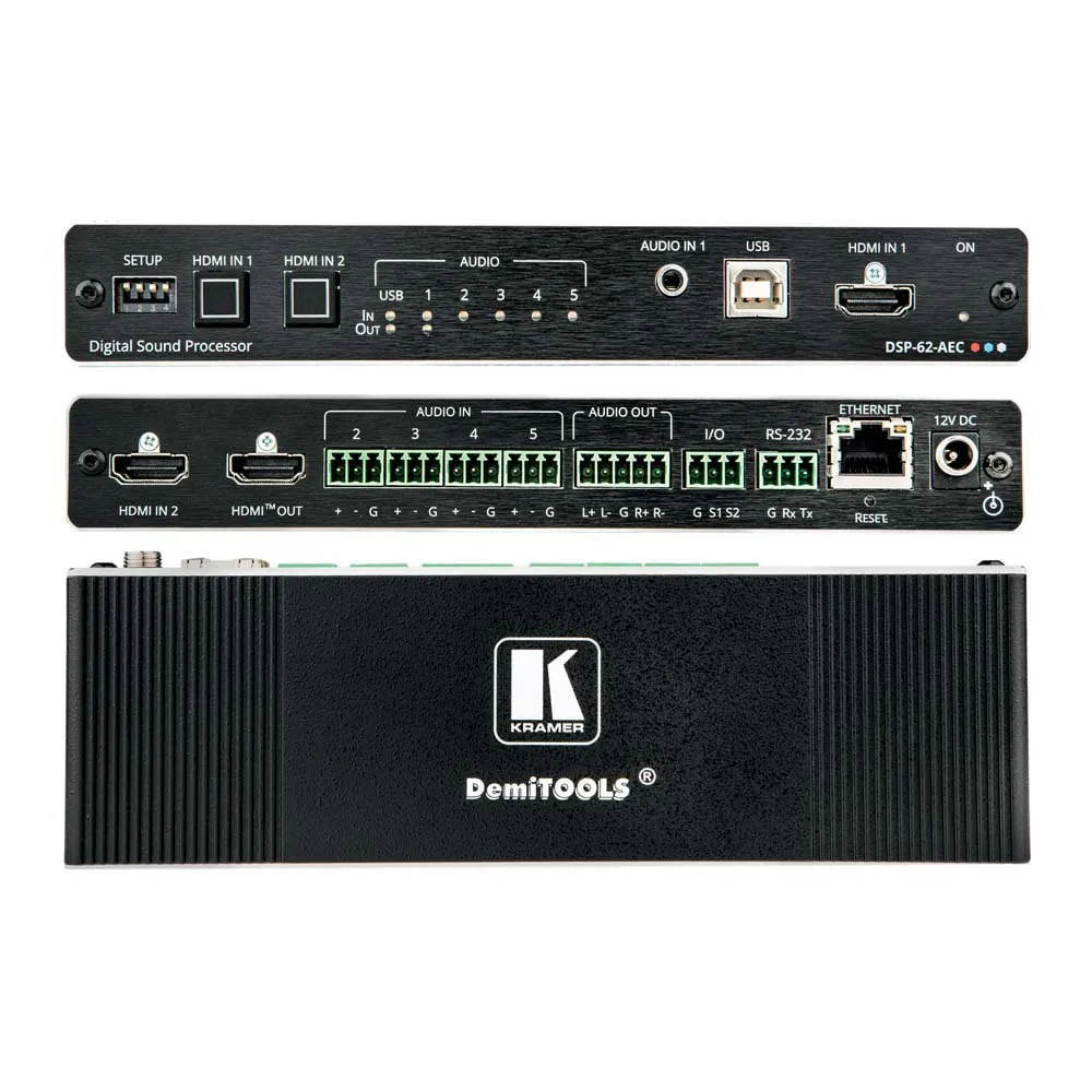 Kramer DSP-62-AEC PoE Audio Processor Black | Techinn