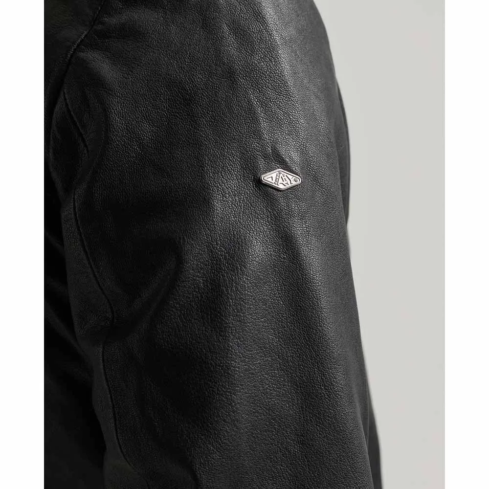 Superdry Vintage Leather Bomber Jacket Black | Dressinn