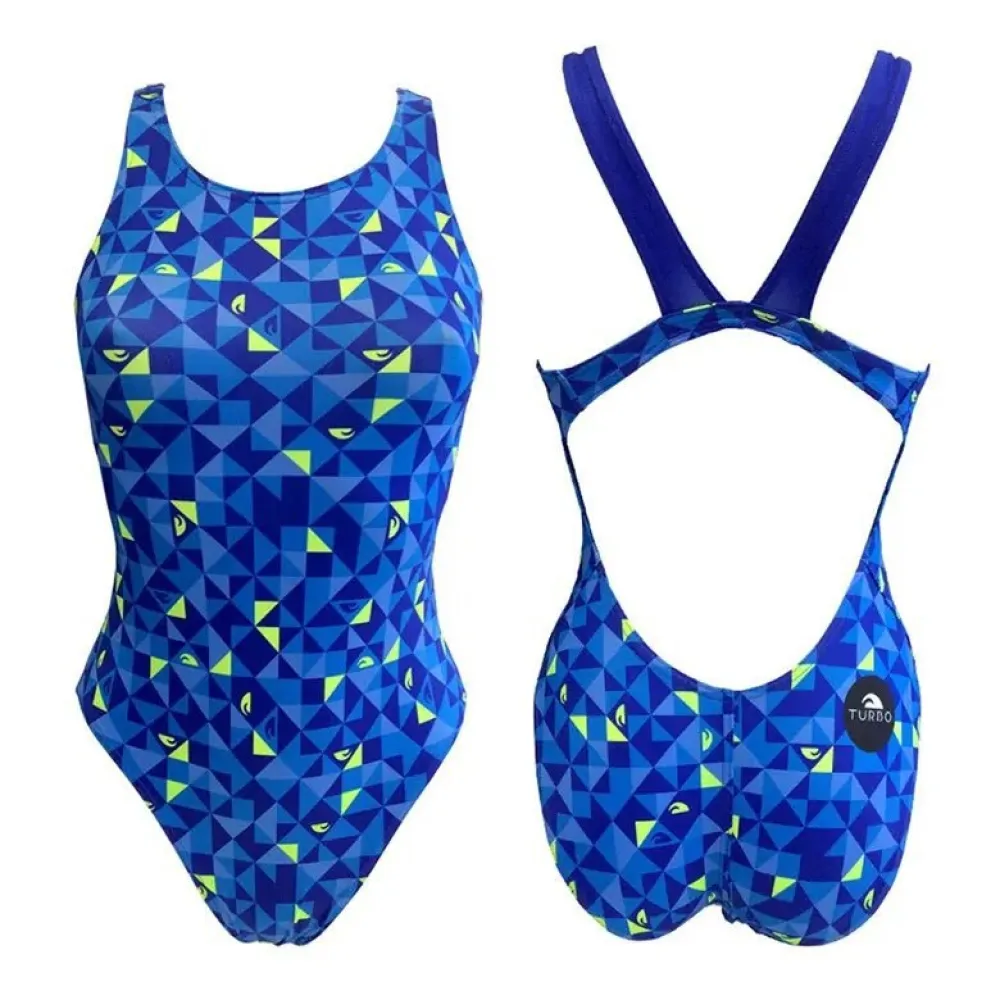 Turbo Origami Wide Strip Swimsuit Blue | Swiminn