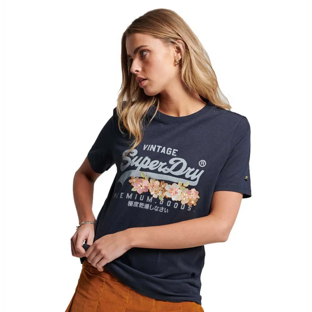 Superdry Vintage Vl Prem G Floral T-Shirt Blue | Dressinn