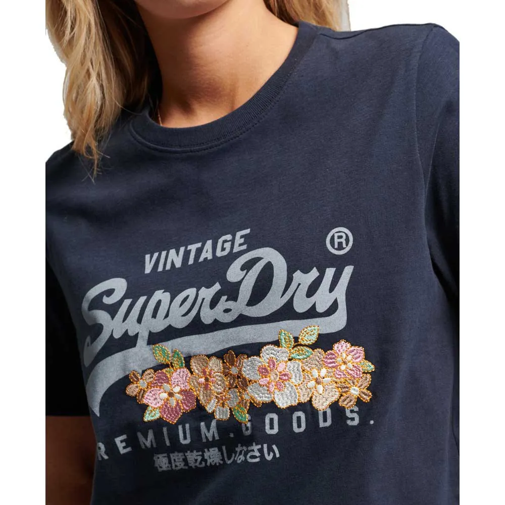 Superdry Vintage Vl Prem G Floral T-Shirt Blue | Dressinn