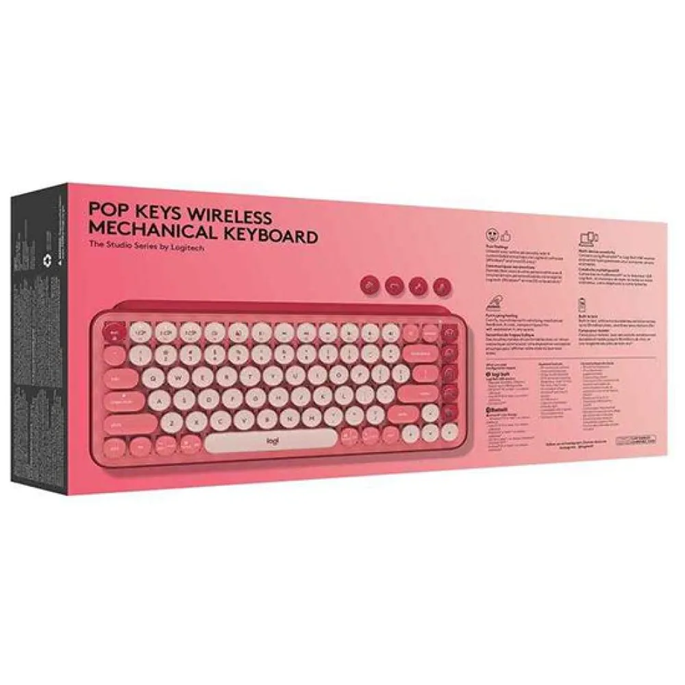 Logitech POP Keys Heartbreaker wireless keyboard Pink | Techinn