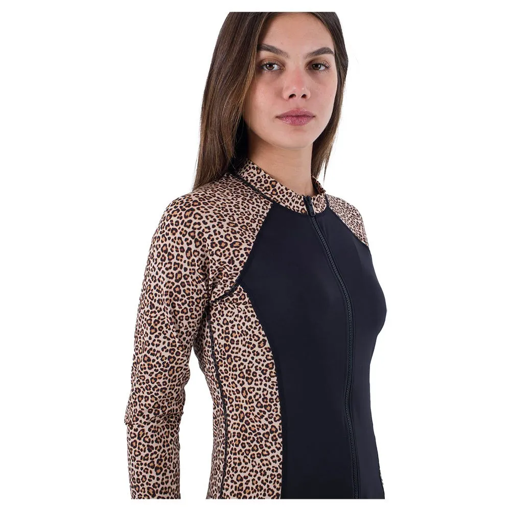 Hurley Leopard Zip Front Rashguard Brown | Xtremeinn