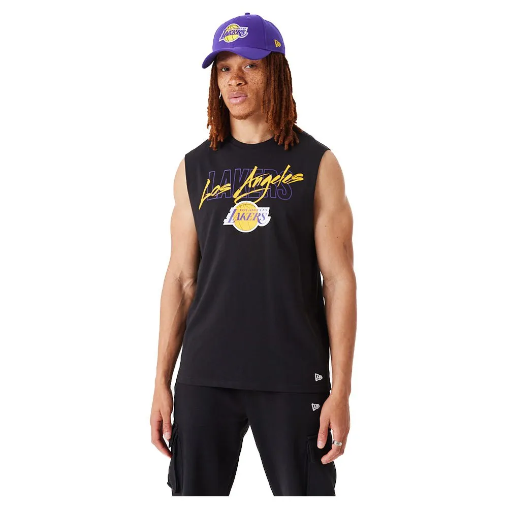 New era Los Angeles Lakers Script Sleeveless T-Shirt Black| Dressinn