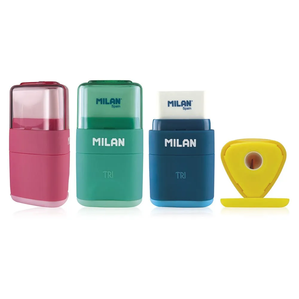 Milan Display Box 16 Erasers With Pencil Sharpener Tri Acid Series ...