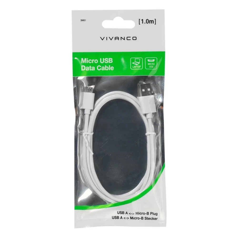 Vivanco Polybag USB To Micro USB Cable 1 m Clear | Techinn