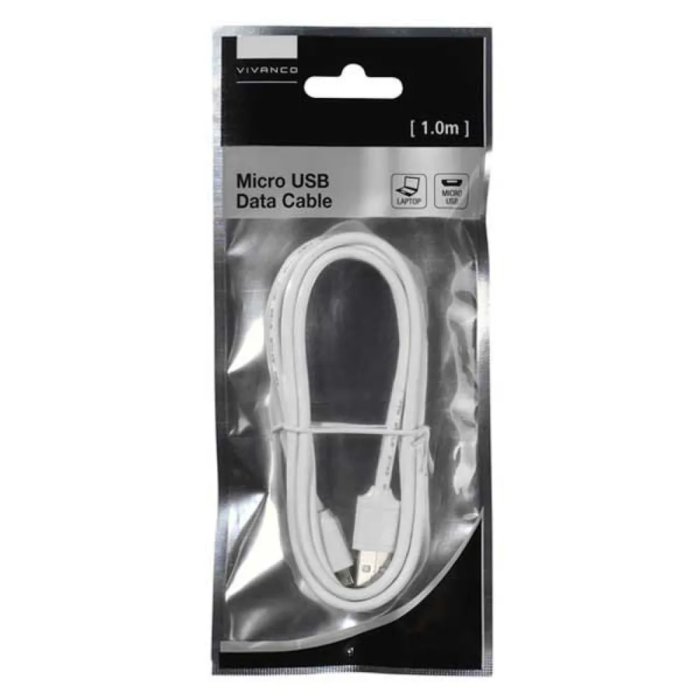 Vivanco USB To Micro USB Cable 1 m Clear | Techinn