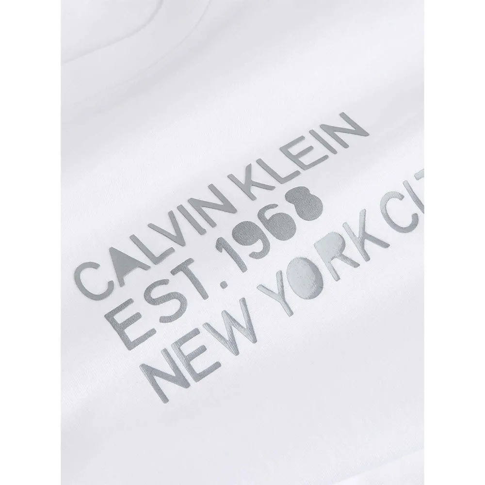 Calvin klein Mixed Print Stencil Logo Short Sleeve T-Shirt White| Dressinn