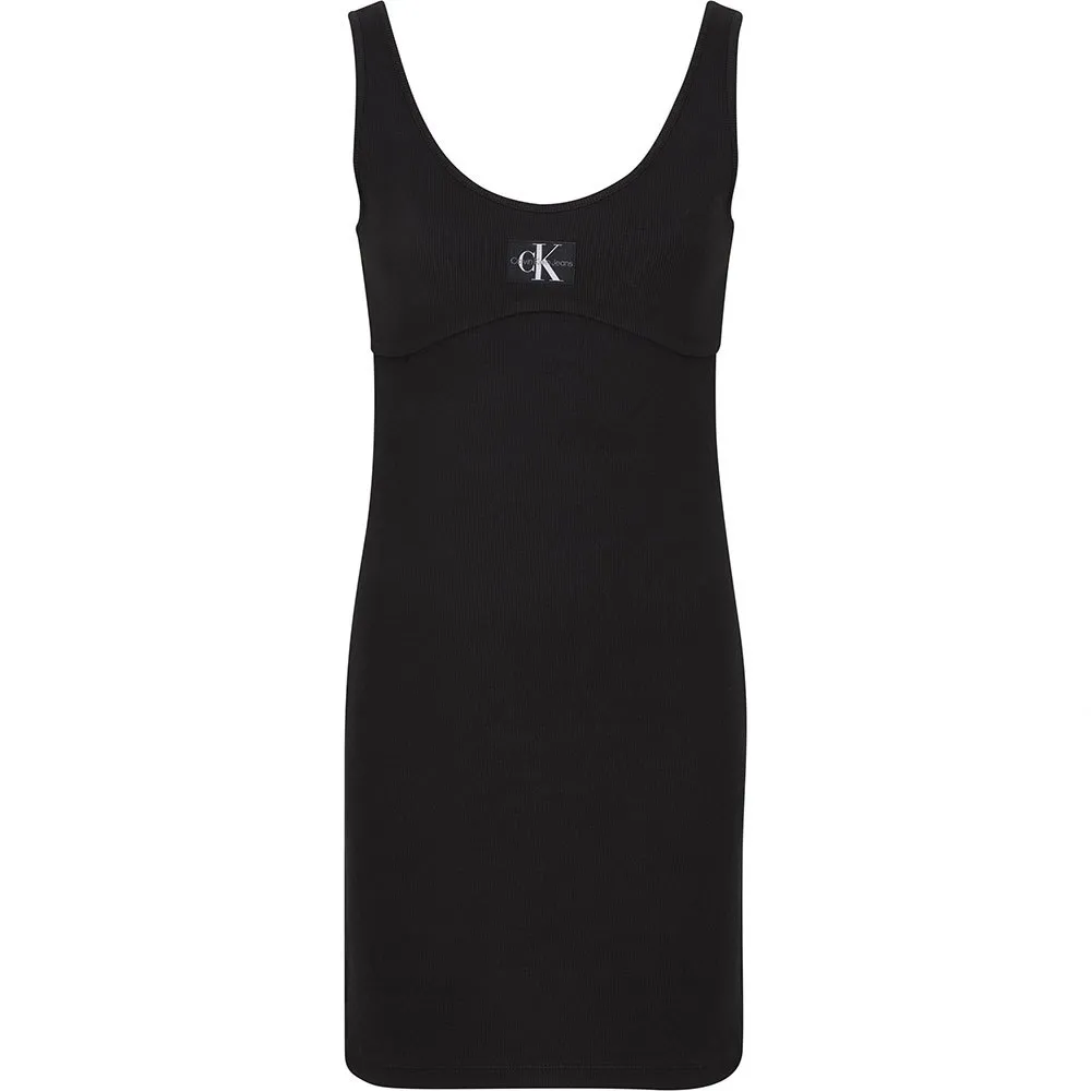 Calvin klein jeans Vestido Sin Mangas Badge Rib Negro | Dressinn