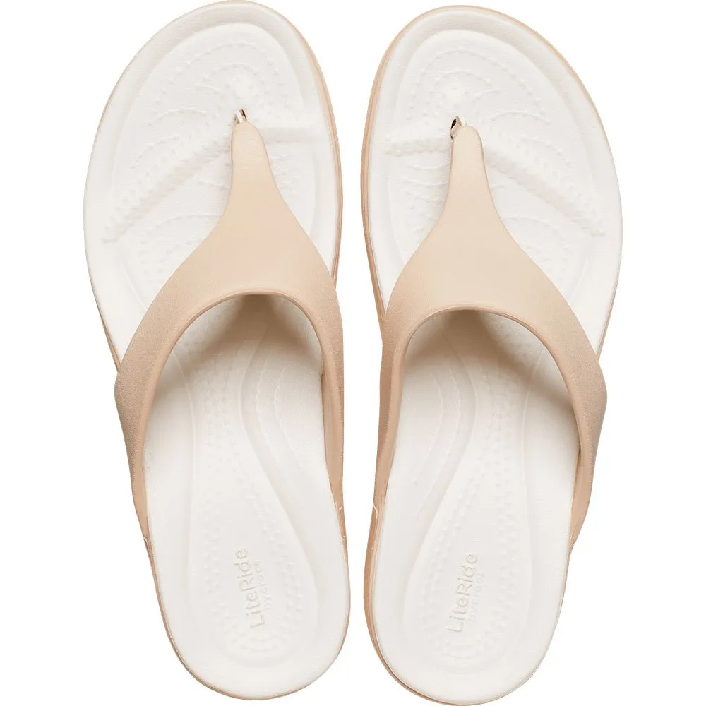 Crocs Boca Wedge Flip Flops Beige | Dressinn