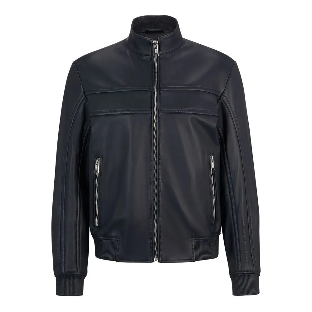 BOSS Magor Porche 10248368 Leather Jacket Black | Dressinn