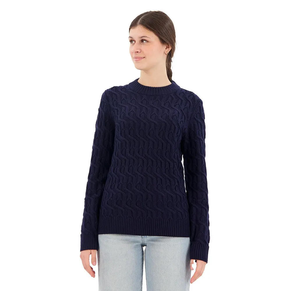 Icebreaker Cable Knit Merino Crew Neck Sweater Blue | Trekkinn