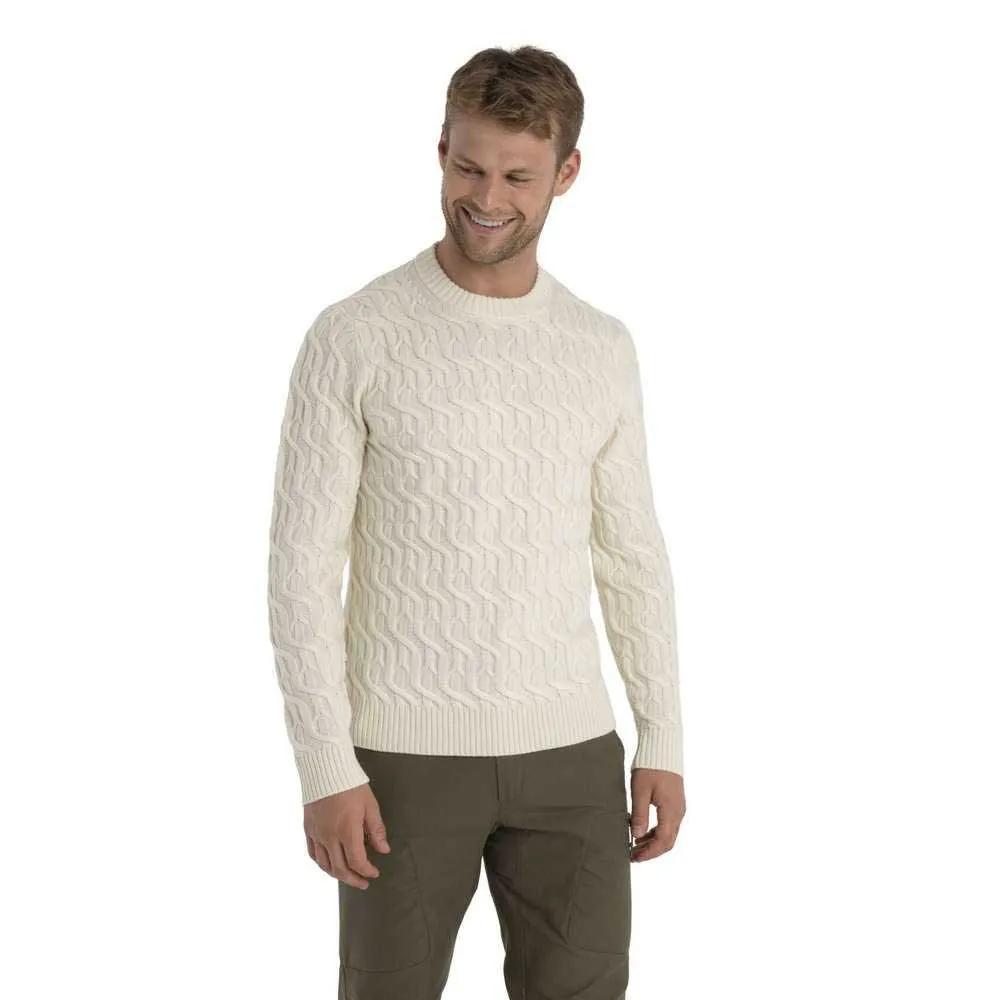 Icebreaker Cable Knit Merino Crew Neck Sweater Beige | Trekkinn