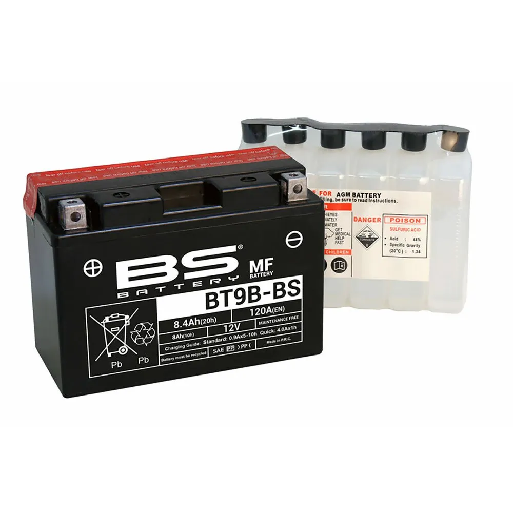 Bs battery BT9B 12V Battery Clear | Motardinn
