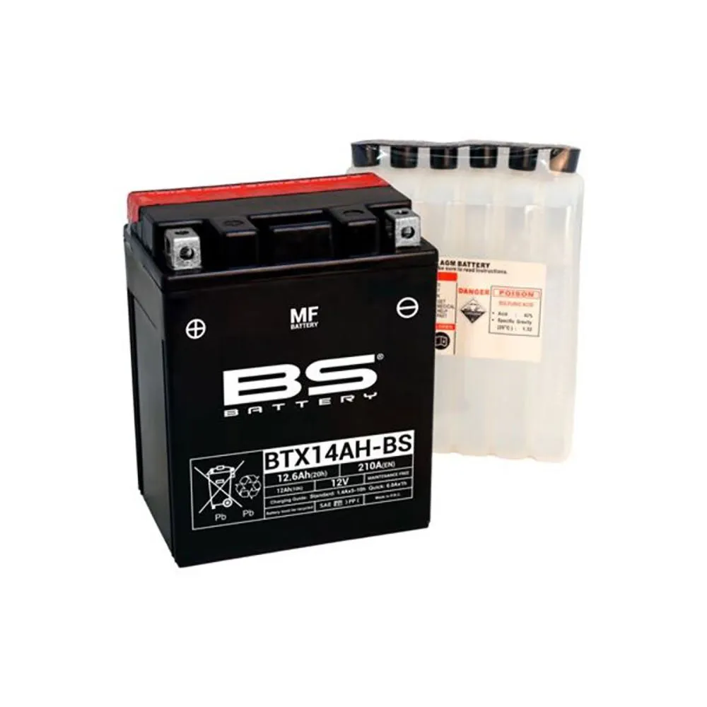 Bs battery BTX14AH 12V Battery Clear | Motardinn