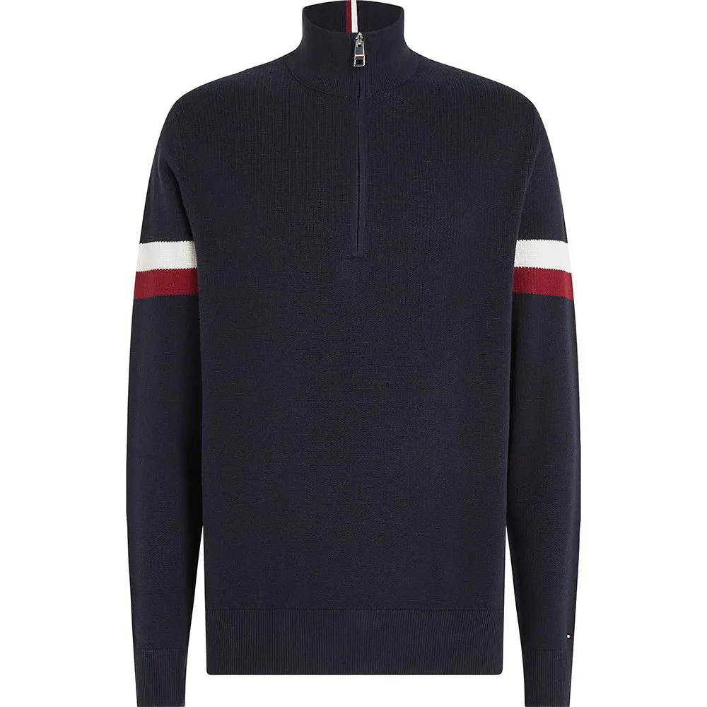 Tommy hilfiger Allover Structure Half Zip Sweater Blue | Dressinn