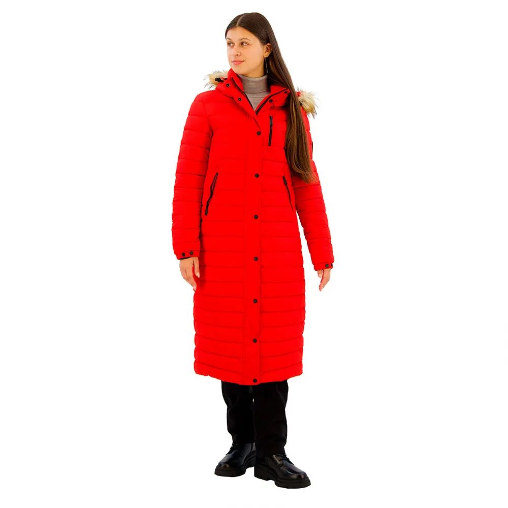 Superdry Fuji Longline puffer jacket Red | Dressinn