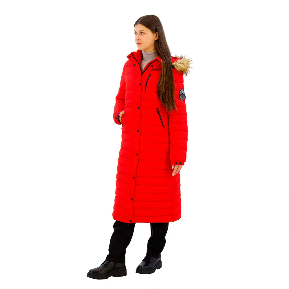 Superdry Fuji Longline puffer jacket Red | Dressinn