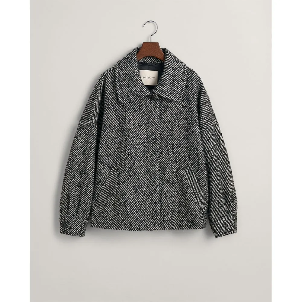 Gant Pattern Cropped Wool Jacket Grey | Dressinn
