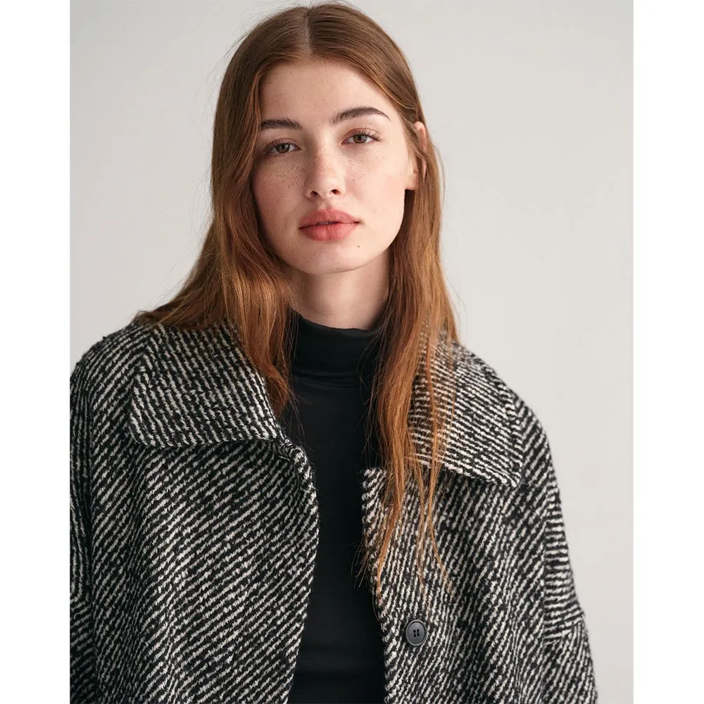 Gant Pattern Cropped Wool Jacket Grey | Dressinn