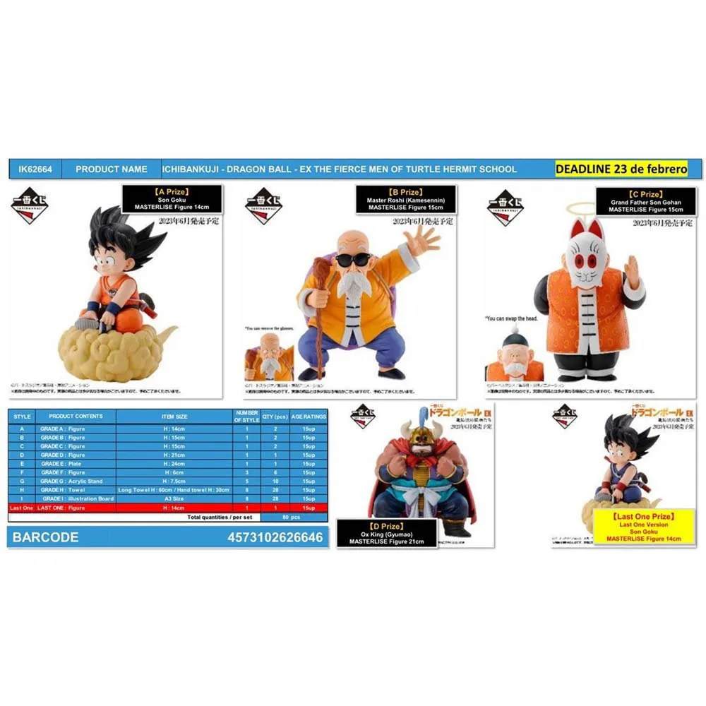 Banpresto Lotería Japonesa Dragon Ball Ichiban Kuji Dragon Ball Ex The ...
