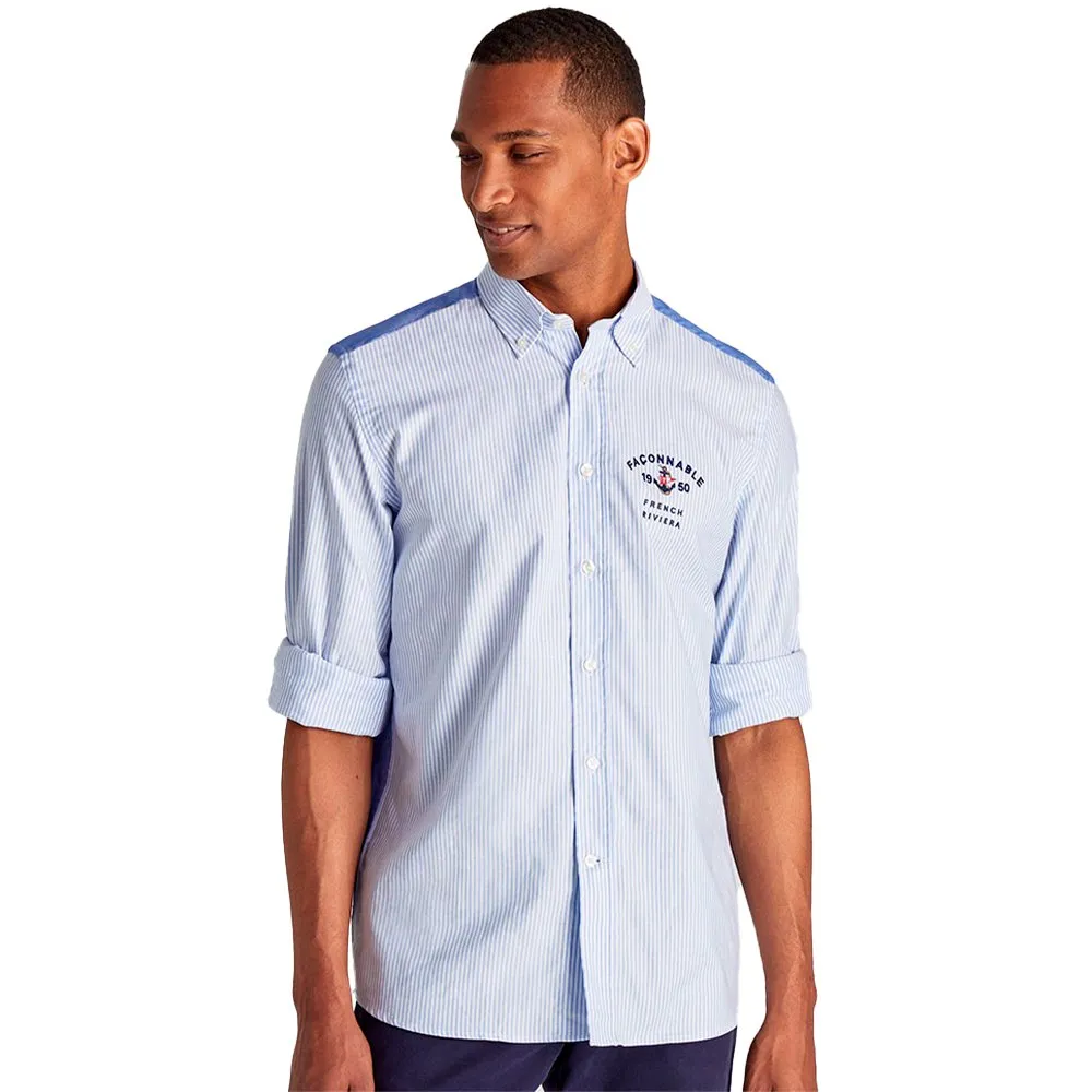 Façonnable Clb Bd Chest Ebd/Print Long Sleeve Shirt Blue| Dressinn