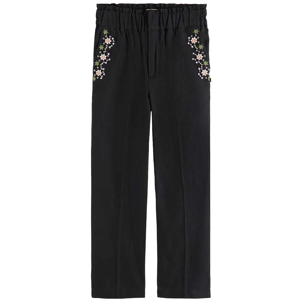 Scotch & soda Embroidered High Waist Pants Black | Dressinn