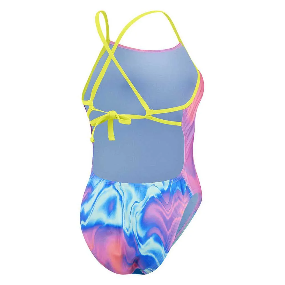 Speedo Allover Digital Tie-Back Swimsuit Pink | Swiminn