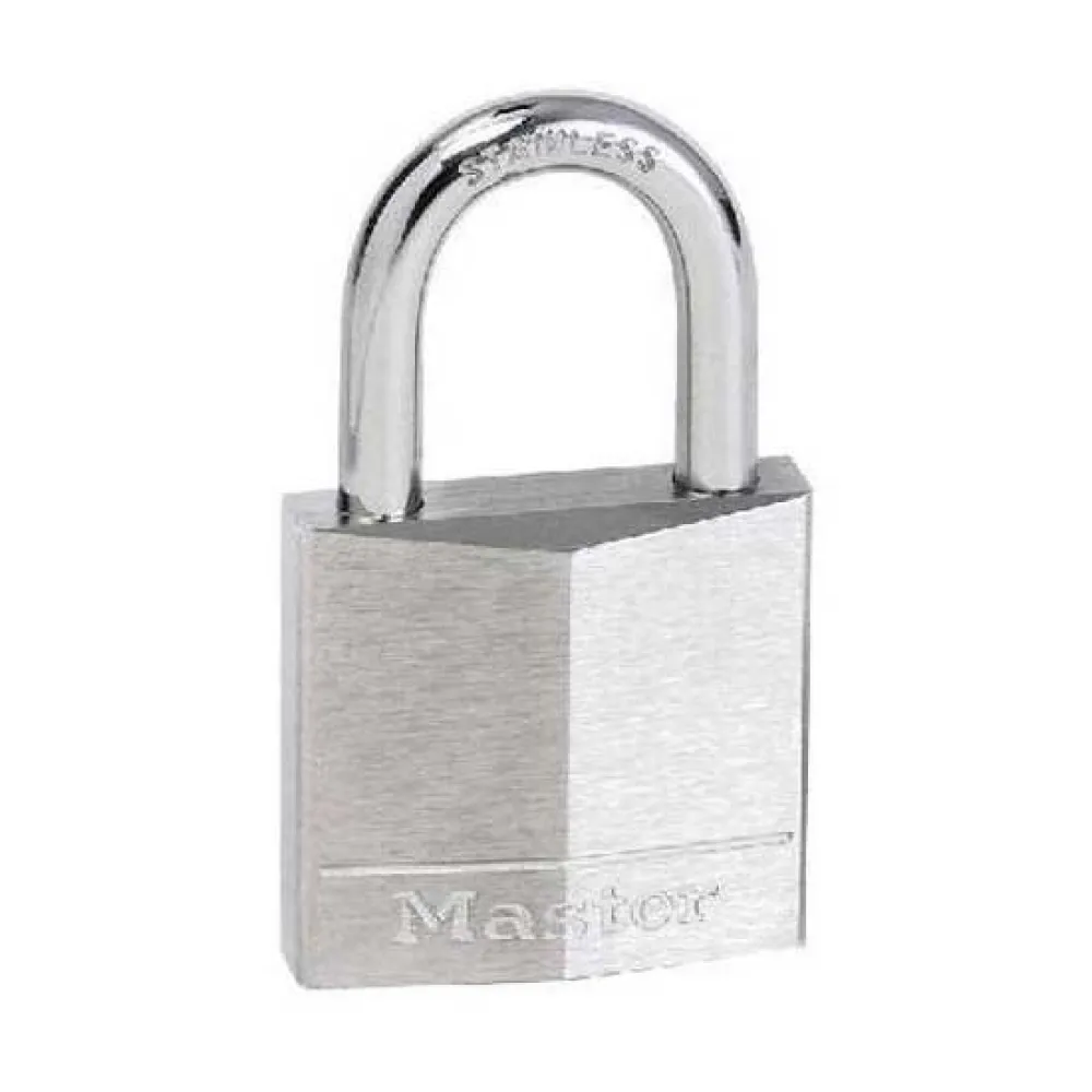 Master lock Stainless Steel Shackle Chromed Plated Brass Padlock Silver ...