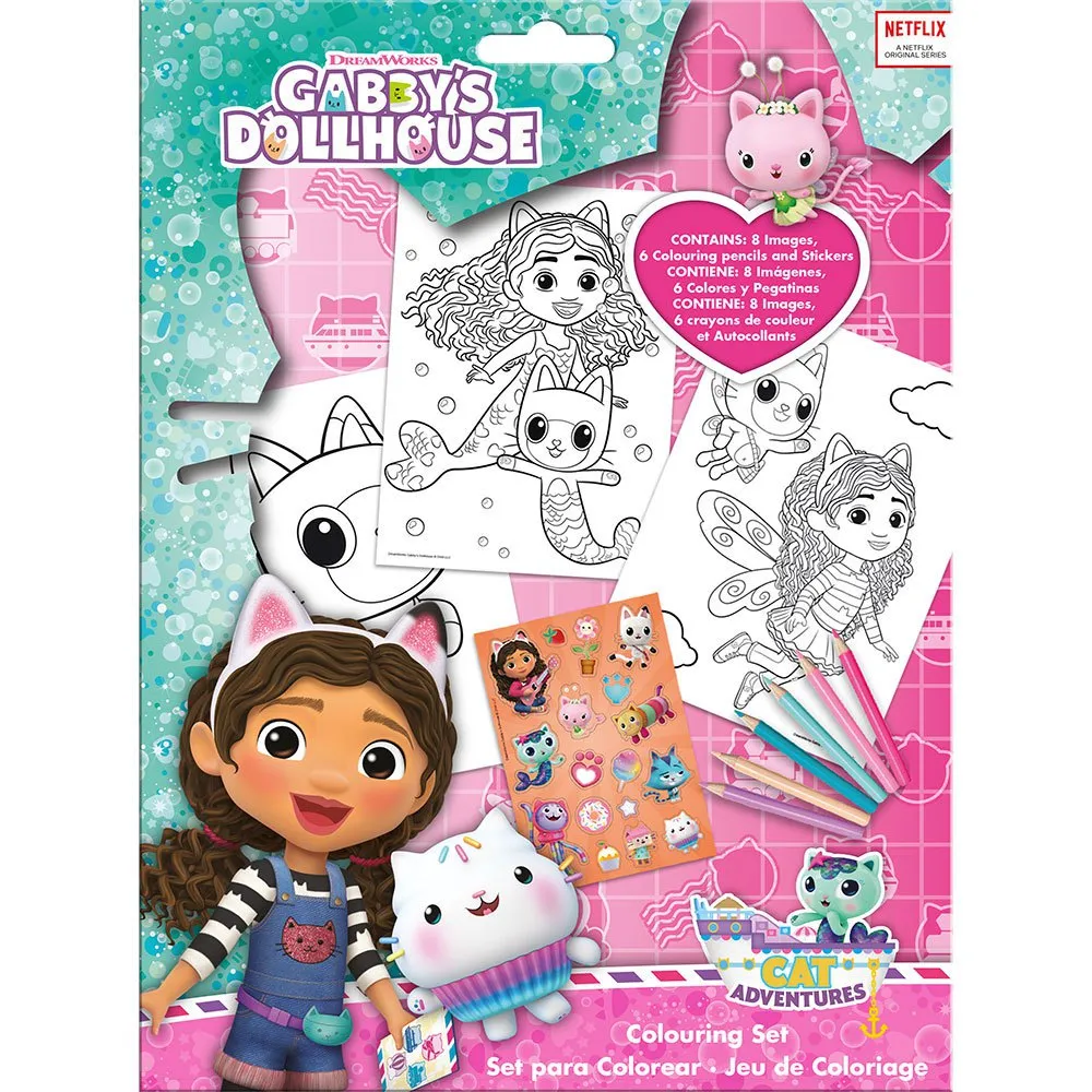 Gabby´s Colouring Set With Stickers Pink | Kidinn