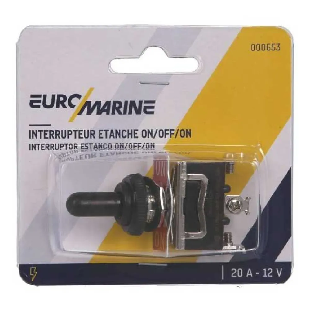 Euromarine On-Off-On 20A 12V Waterproof Lever Switch Silver| Waveinn