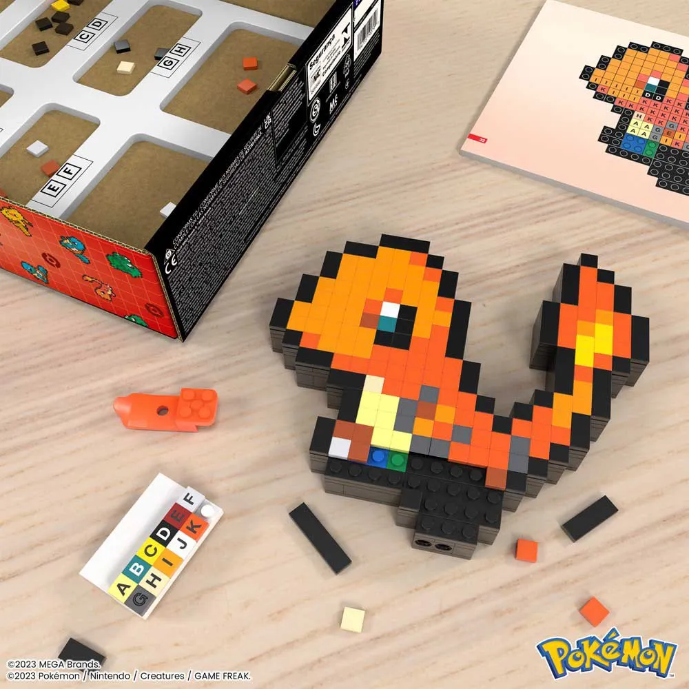 Mega Pokémon Pixel Art Charmander Construction Game | Kidinn