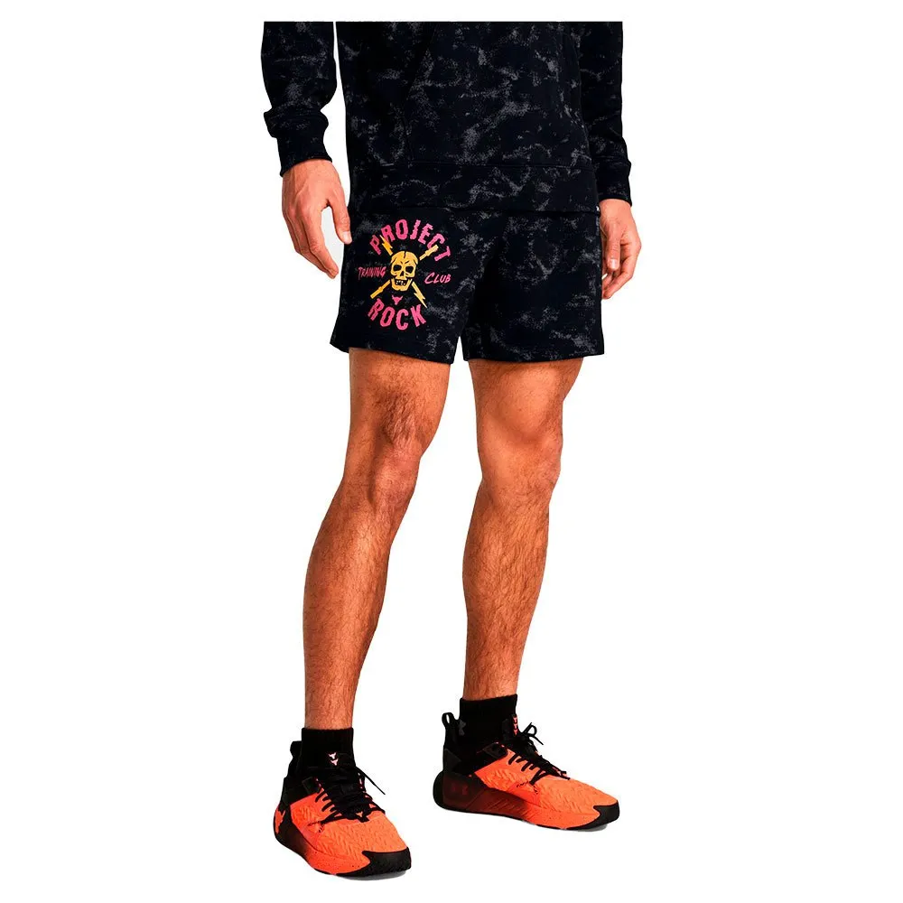 Under armour Project Rock AOP Rival Terry Pants Black | Traininn