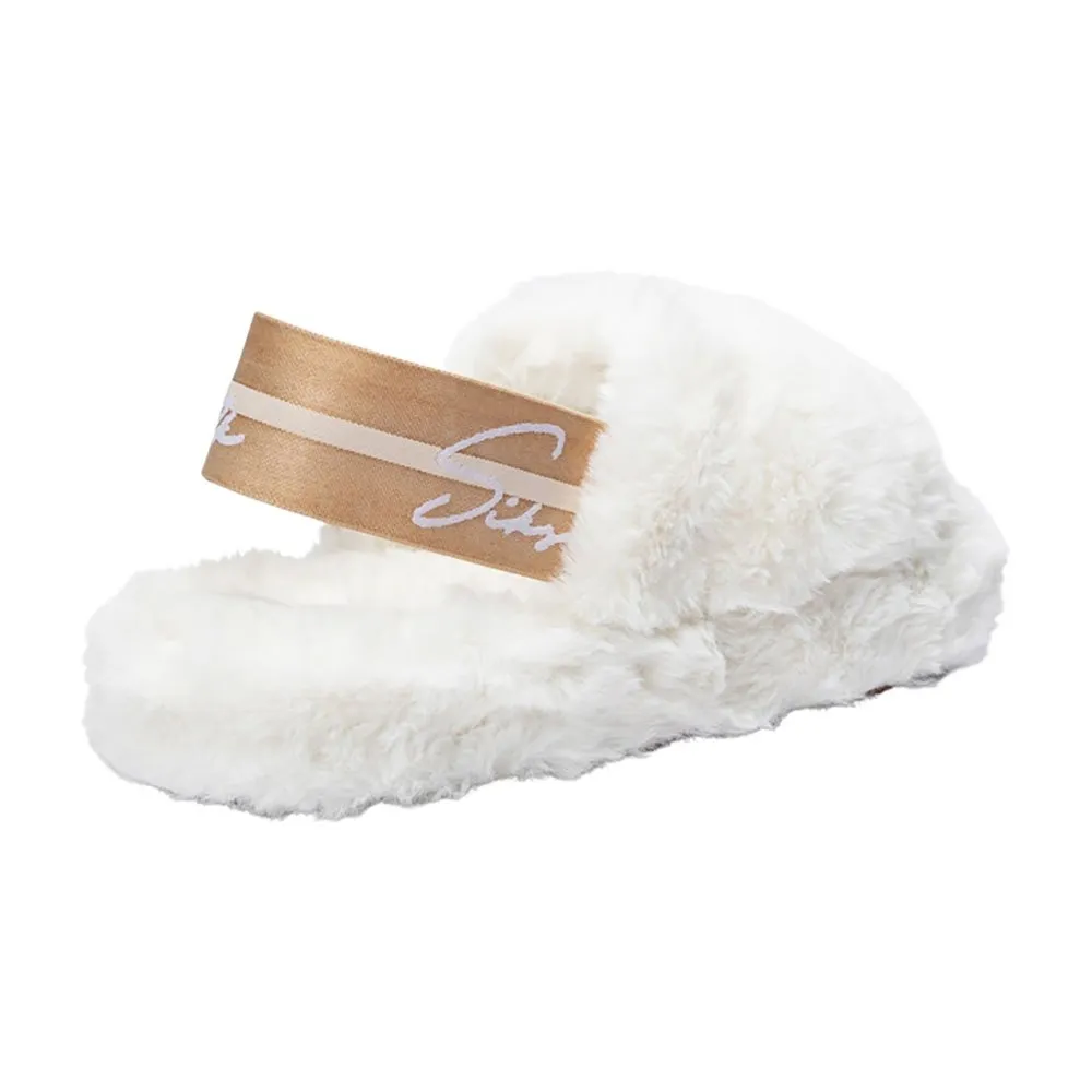 Siksilk Fluffy Slides White | Dressinn