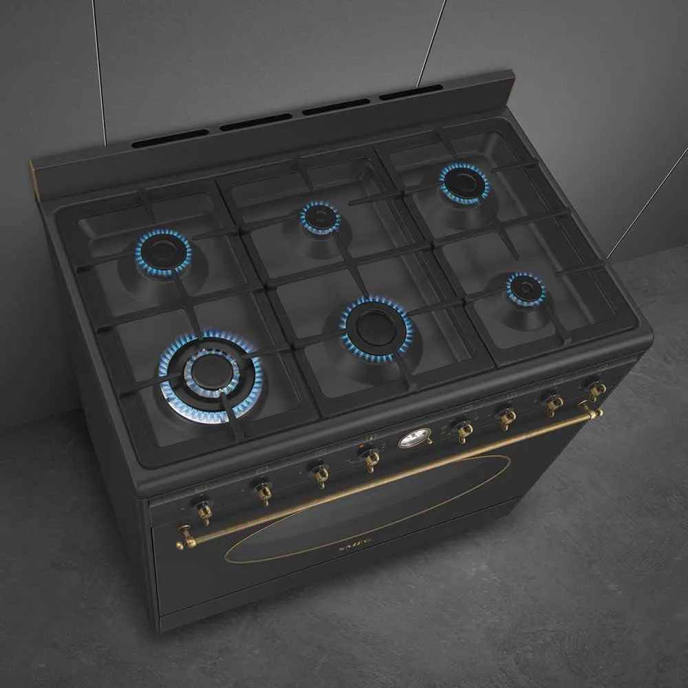 Smeg Colonial Natural Gas Kitchen With Oven 6 burners Golden| Techinn