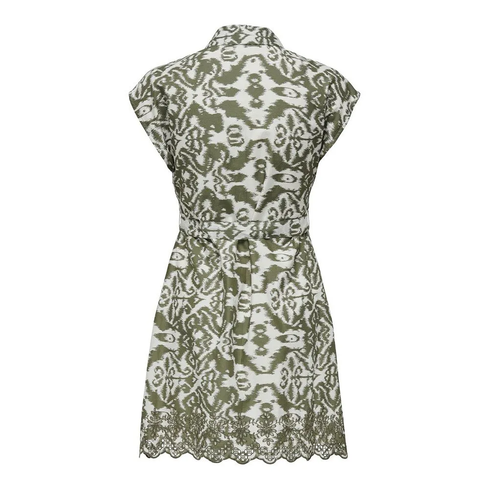 Only Lou Life Emb Sleeveless Short Dress Green | Dressinn