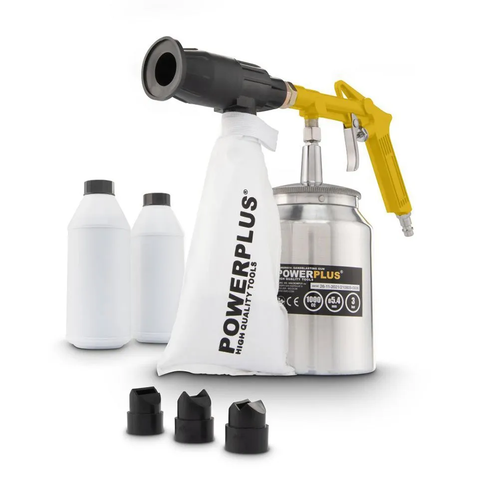 Powerplus Pneumatic 170L/min Sandblasting Gun 1000ml Clear| Bricoinn