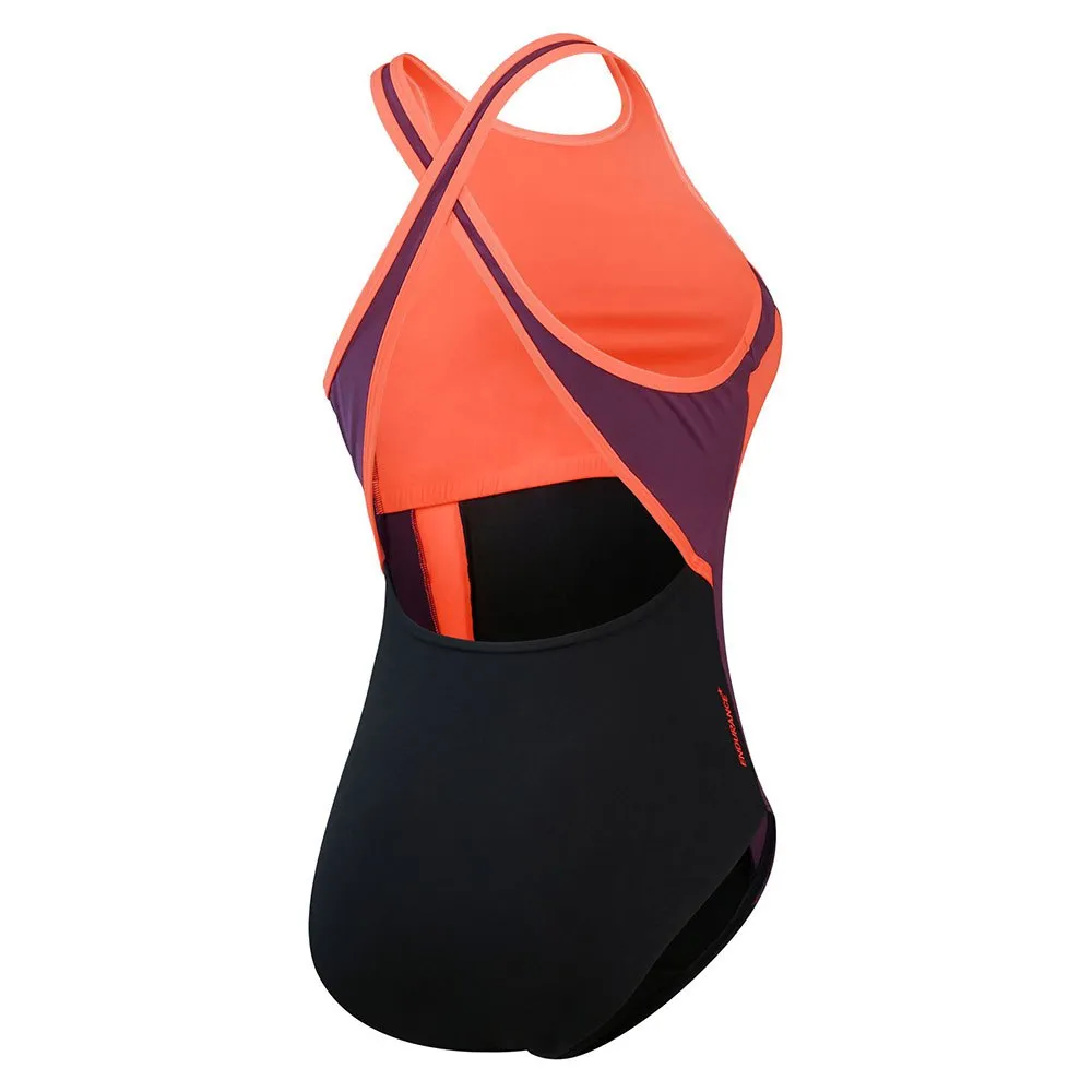 Speedo High Neck Splice Cross Back swimsuit Black | Swiminn