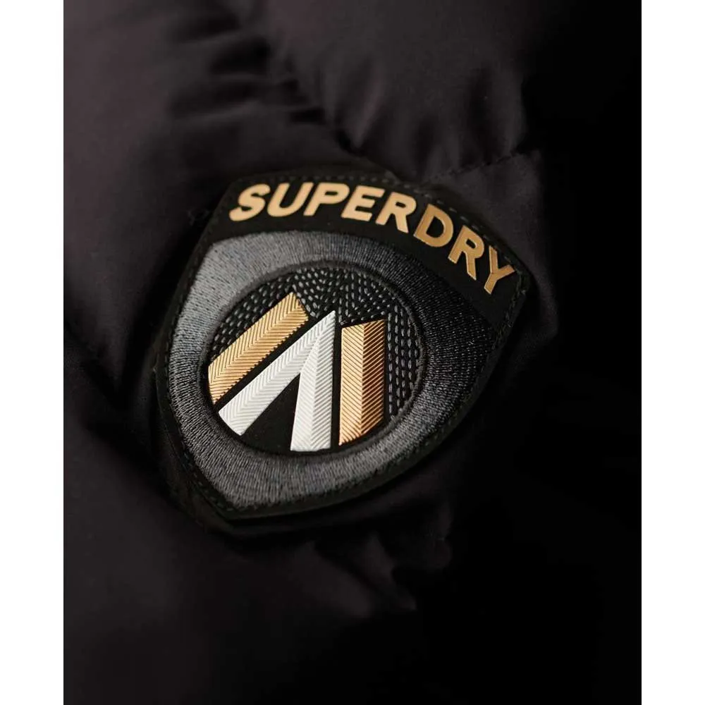 Superdry Fuji Faux Fur Longline jacket Black | Dressinn