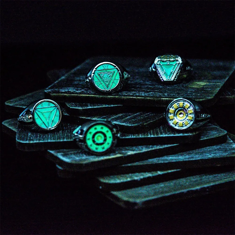 Marvel Iron man Adjustable Arc Reactors Set rings Blue | Techinn