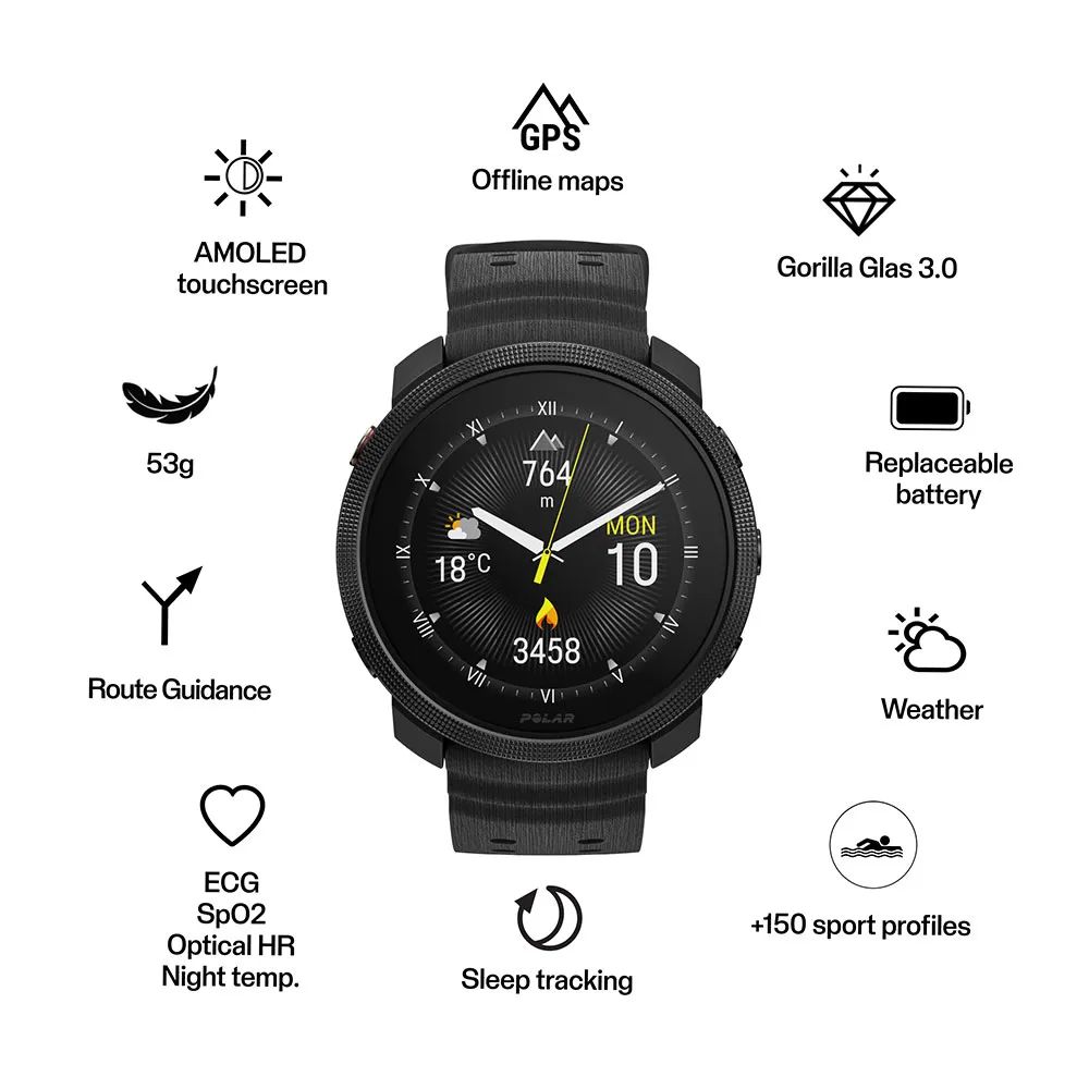 Polar Vantage M3 watch, Black | Bikeinn