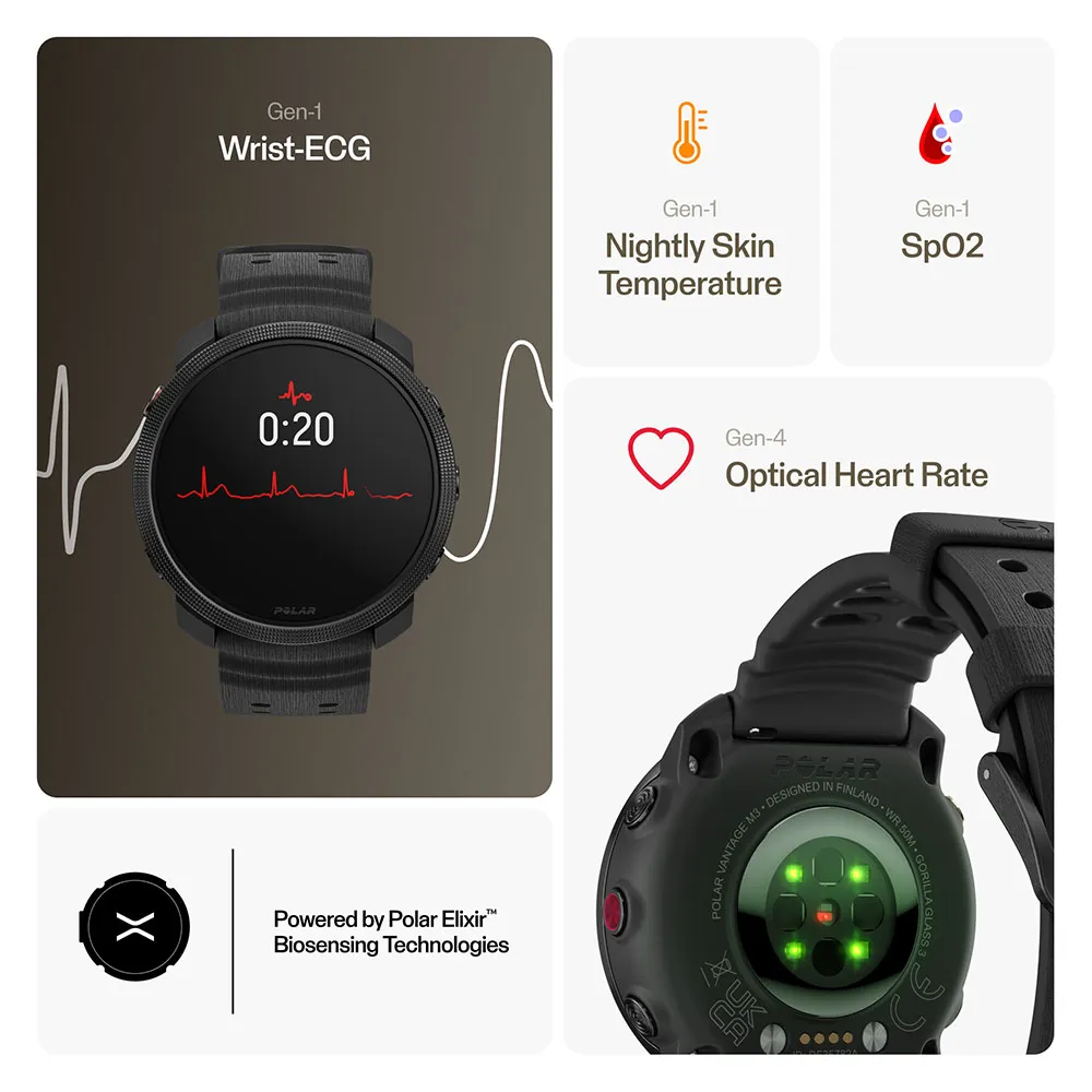 Polar Vantage M3 watch, Black | Bikeinn