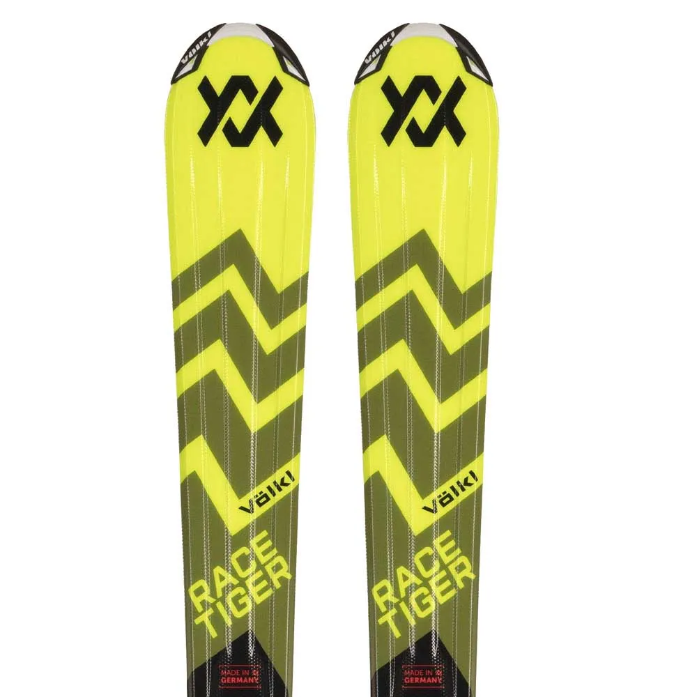 Völkl Racetiger Yellow+4.5 Vmotion junior alpine skis pack Yellow| Snowinn