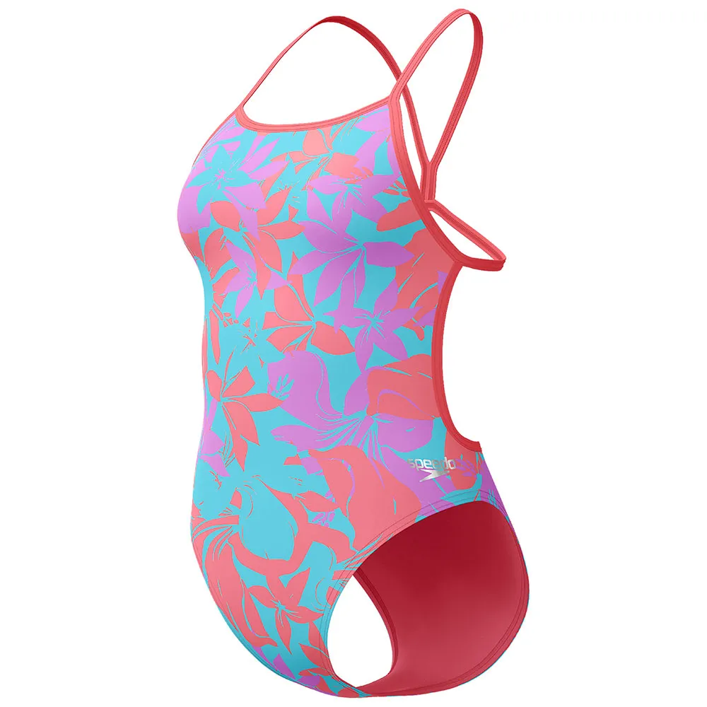Speedo Allover Digital V-Back swimsuit Blue | Swiminn