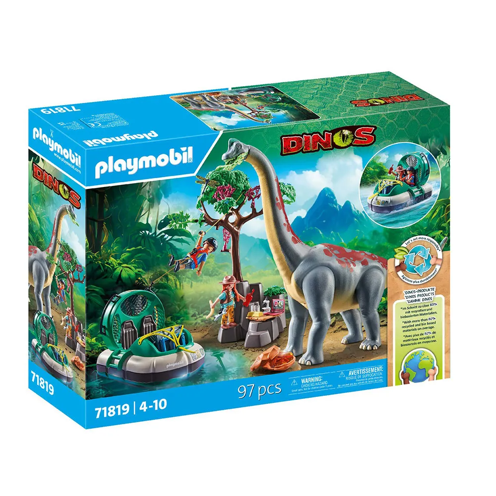 Playmobil Figura de Brachiosaurus con aerodeslizador Verde| Kidinn