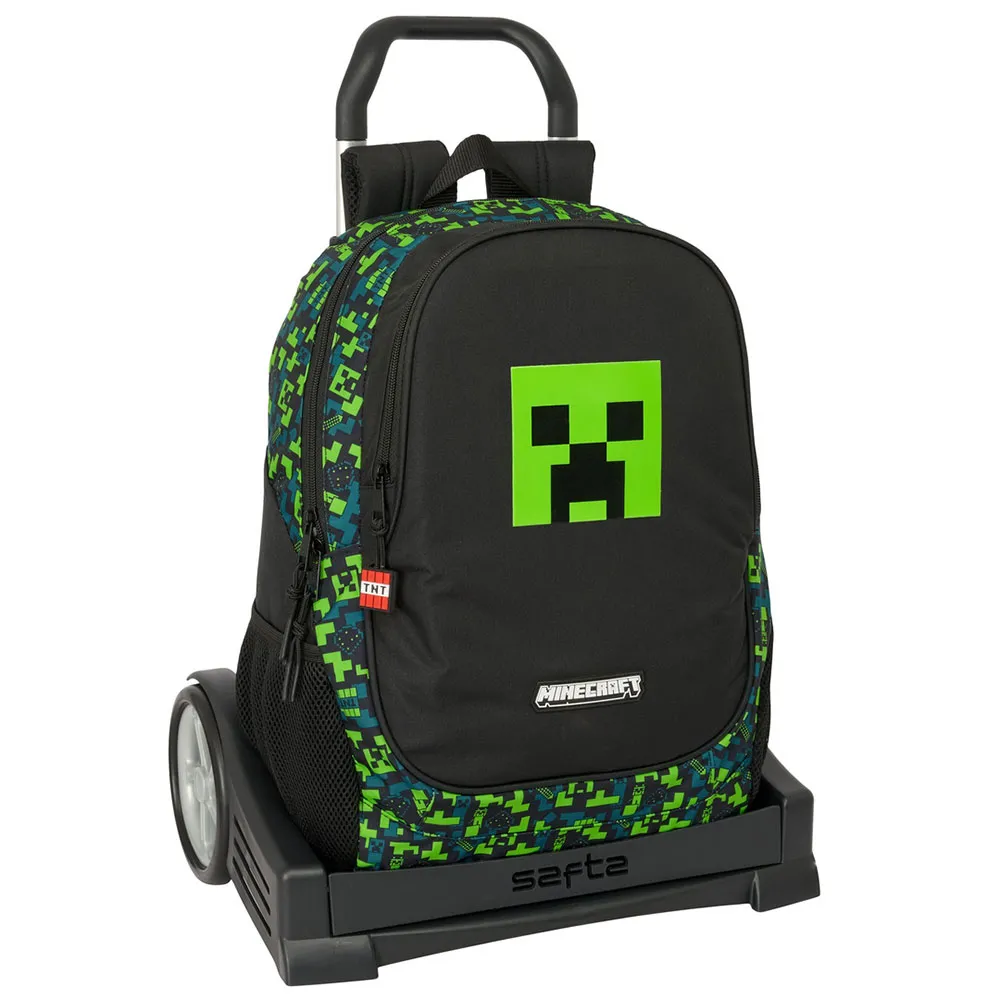 Safta Evolution Minecraft Tnt wheeled backpack Black | Kidinn