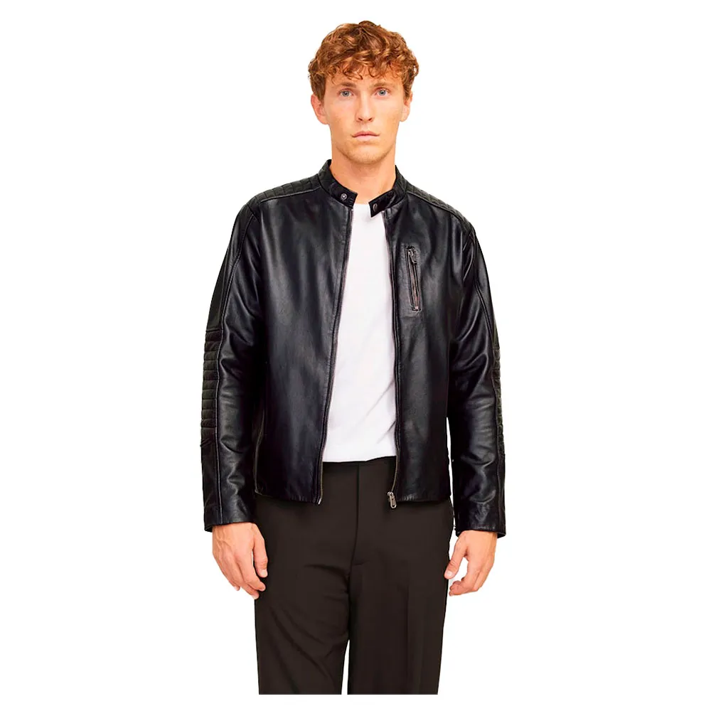 Jack & jones Liam Lamb leather jacket Black | Dressinn