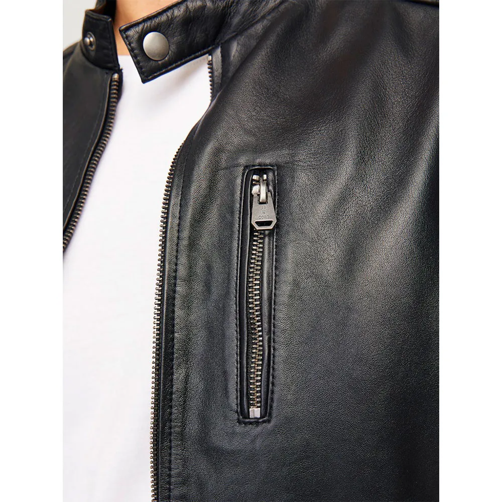 Jack & jones Liam Lamb leather jacket Black | Dressinn