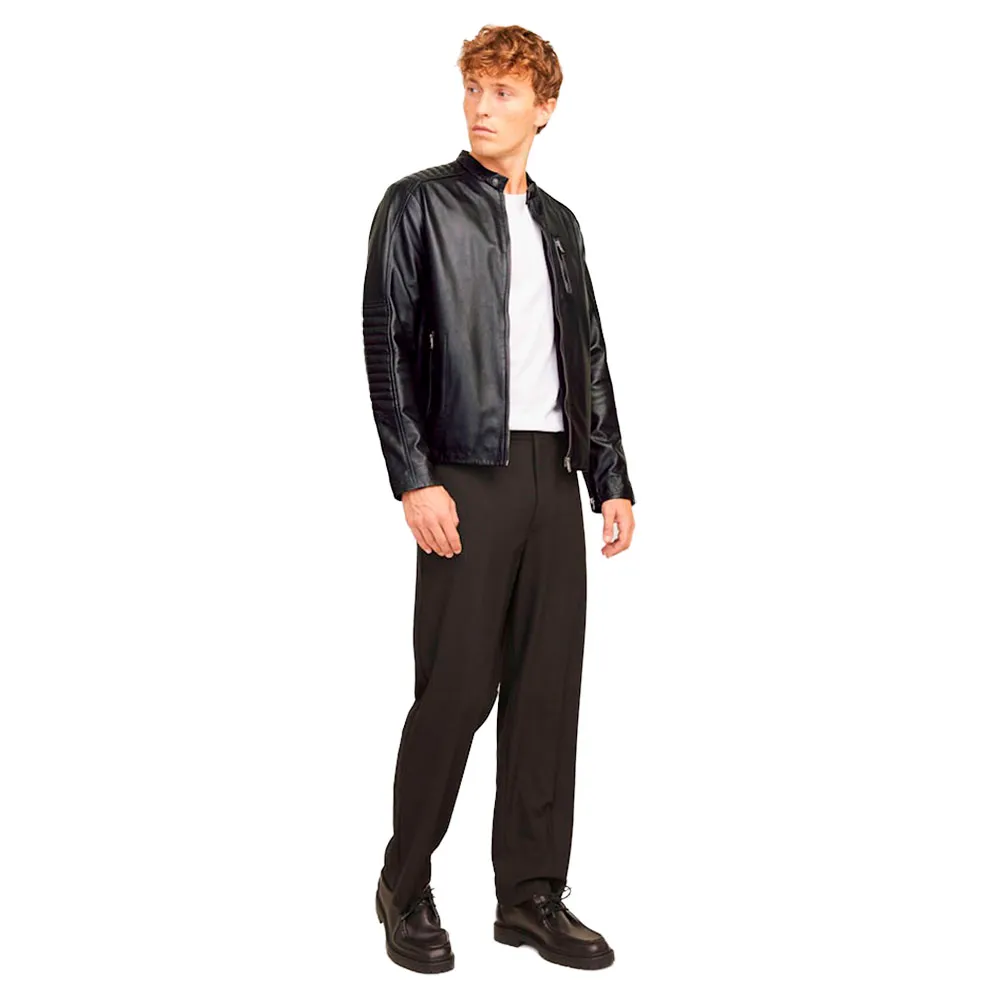 Jack & jones Liam Lamb leather jacket Black | Dressinn