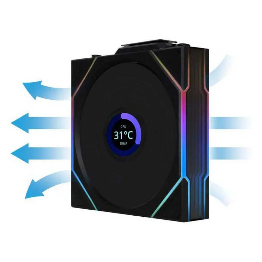 Lian li UniFan TL-LCD Wireless Reverse fan 120 mm Black | Techinn